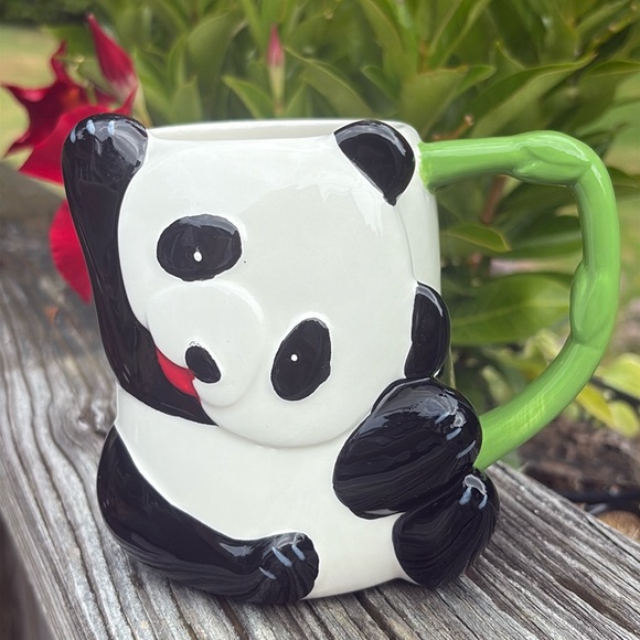 Kitchen | Panda Ceramic Mug With Bamboo Handle | Poshmark